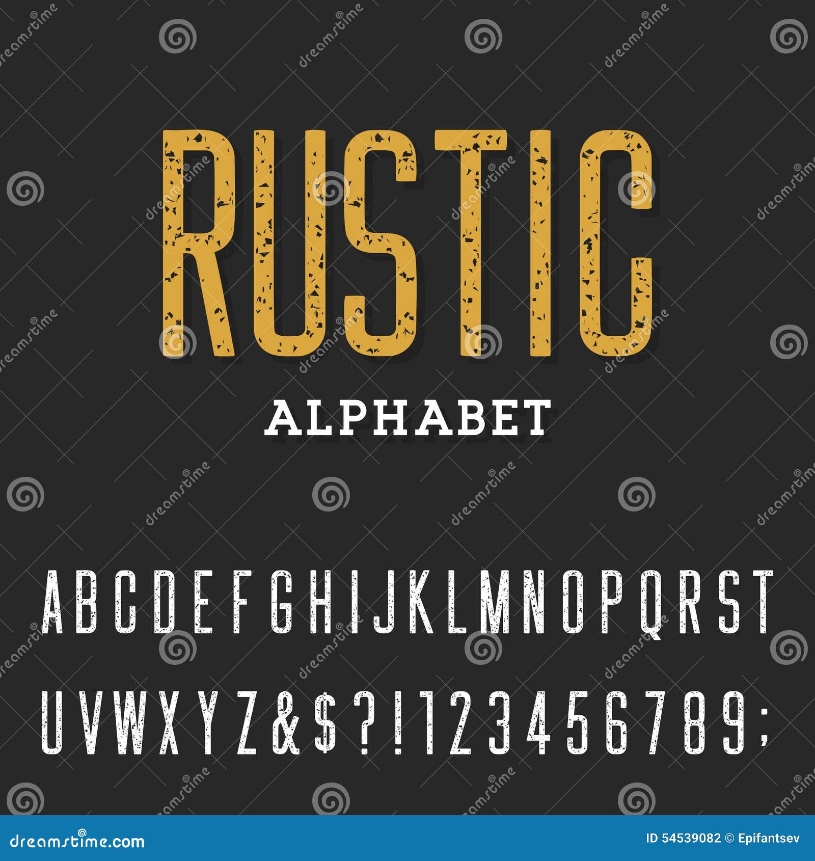 Retro Rustic Alphabet Vector Font Stock Vector - Illustration of vector ...