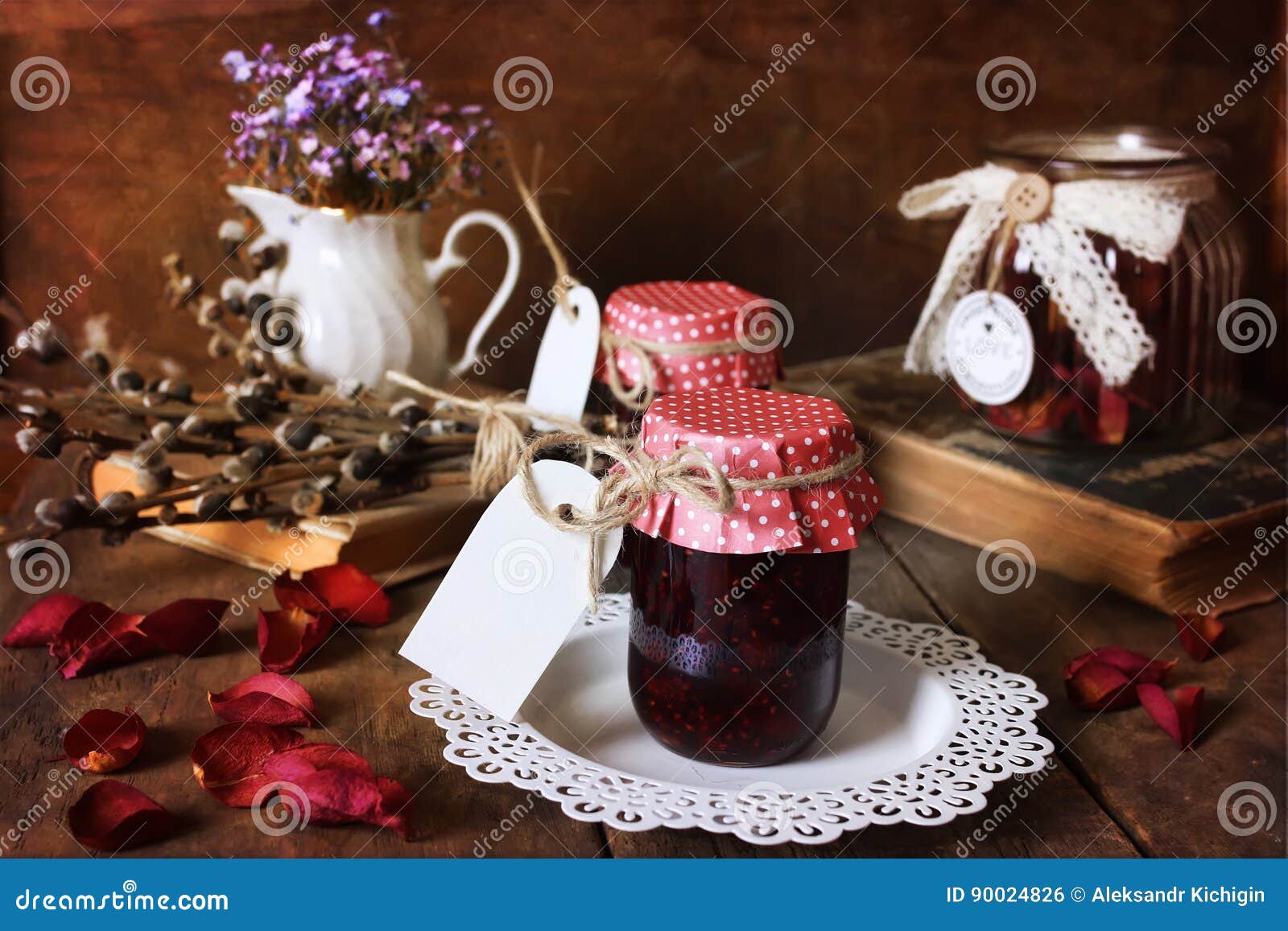 Retro Rustic Homemade Jam Jar Stock Photo - Image of dirty, berry: 90024826
