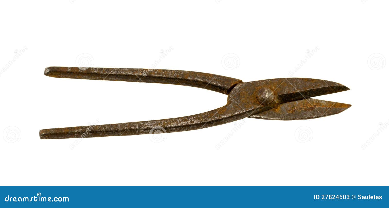 Retro Rusty Tin Cut Pincers Pliers Tool on White Stock Image - Image of ...