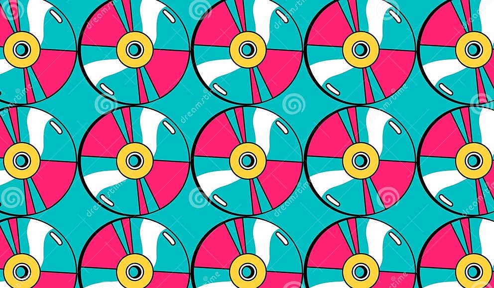 Retro 90 S Floppy Disk CD Pattern. Nostalgia Retro Pattern in Light ...