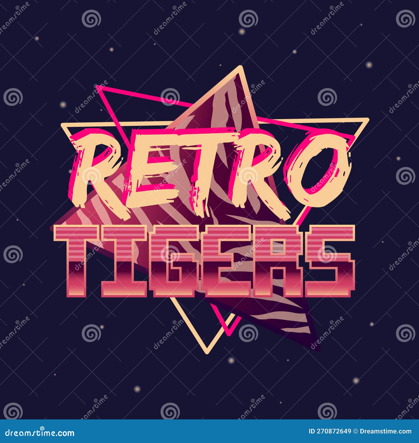 Retro 80s Logo, Label, Badge. Tigers Pattern Stock Vector ...