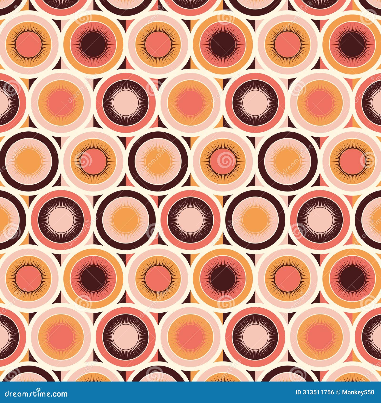 Retro 60s 70s Mid Century Circles and Suns Funky Seventies Style ...