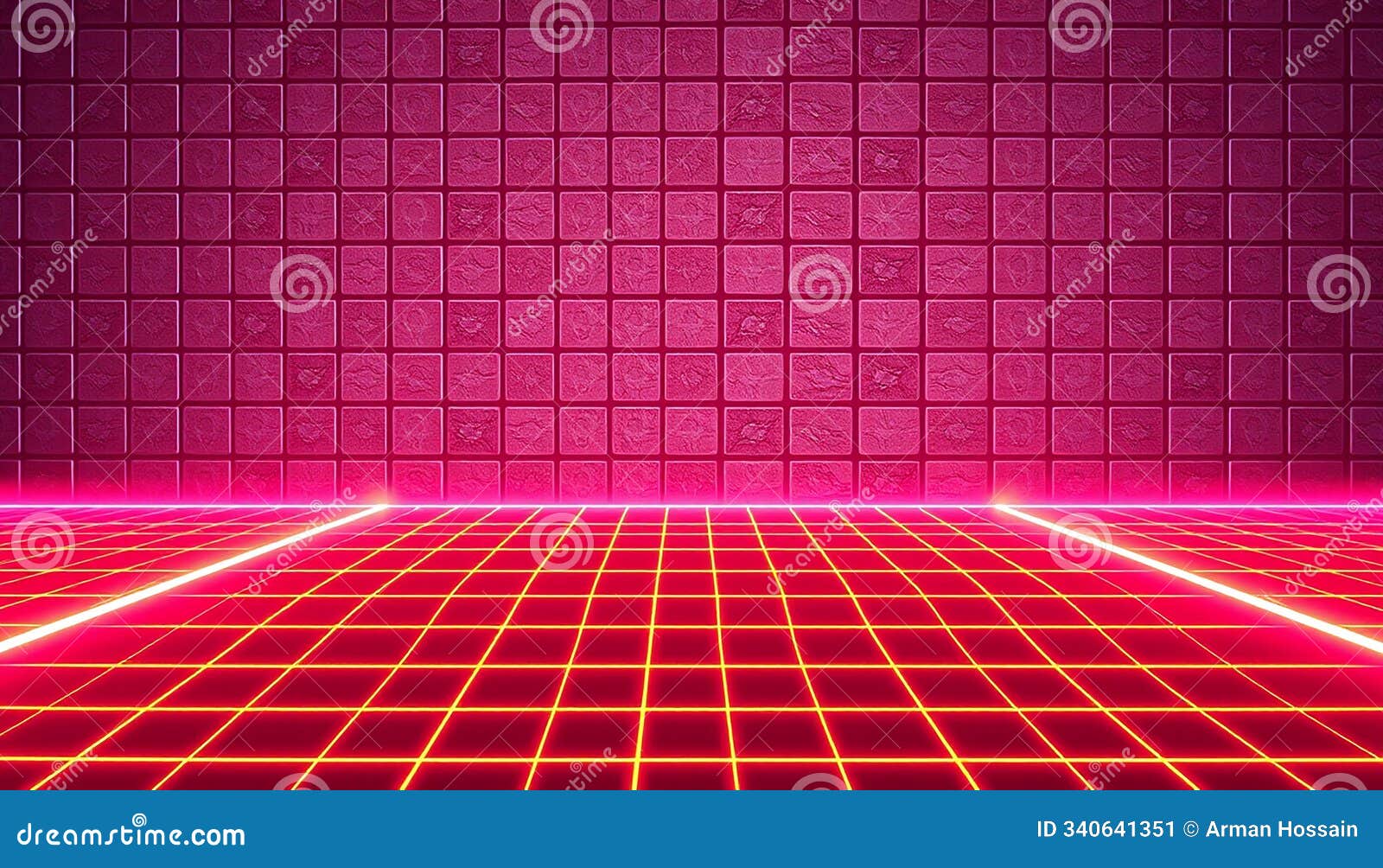Retro 80s Neon Grid Background Design Stock Illustration - Illustration ...