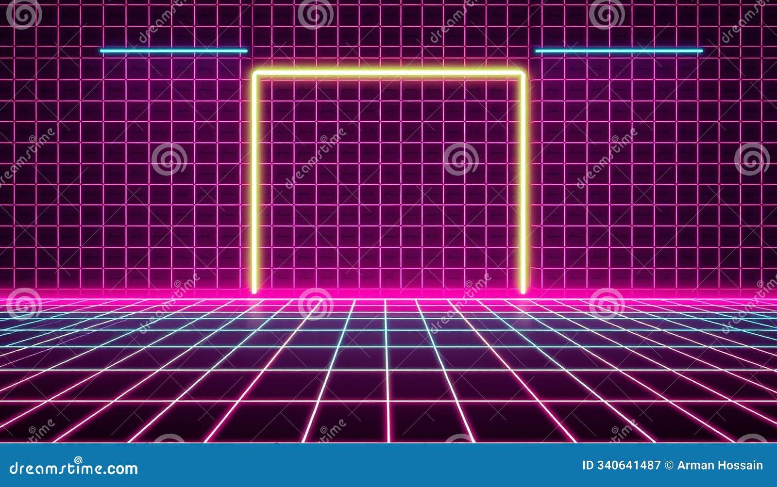 Retro 80s Neon Grid Background Design Stock Illustration - Illustration ...