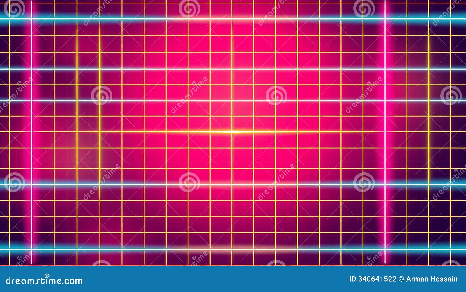 Retro 80s Neon Grid Background Design Stock Illustration - Illustration ...