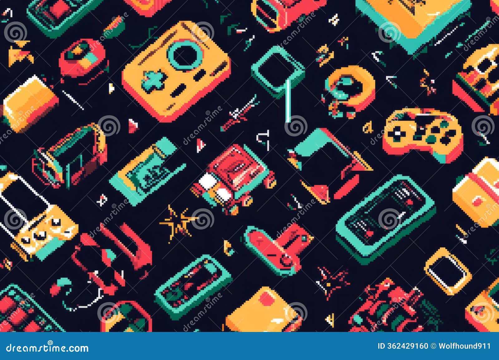 A Retro 80s Pixel Art Pattern with Chunky Low-resolution Textures ...