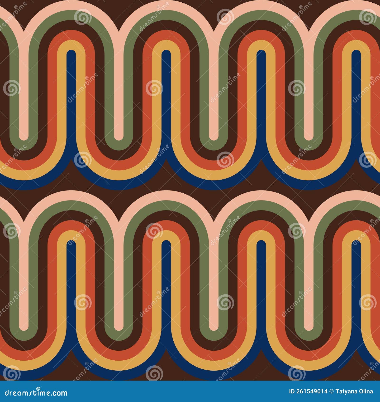 Retro 70s Seamless Pattern.Mid Century Pattern.Vector Illustration ...