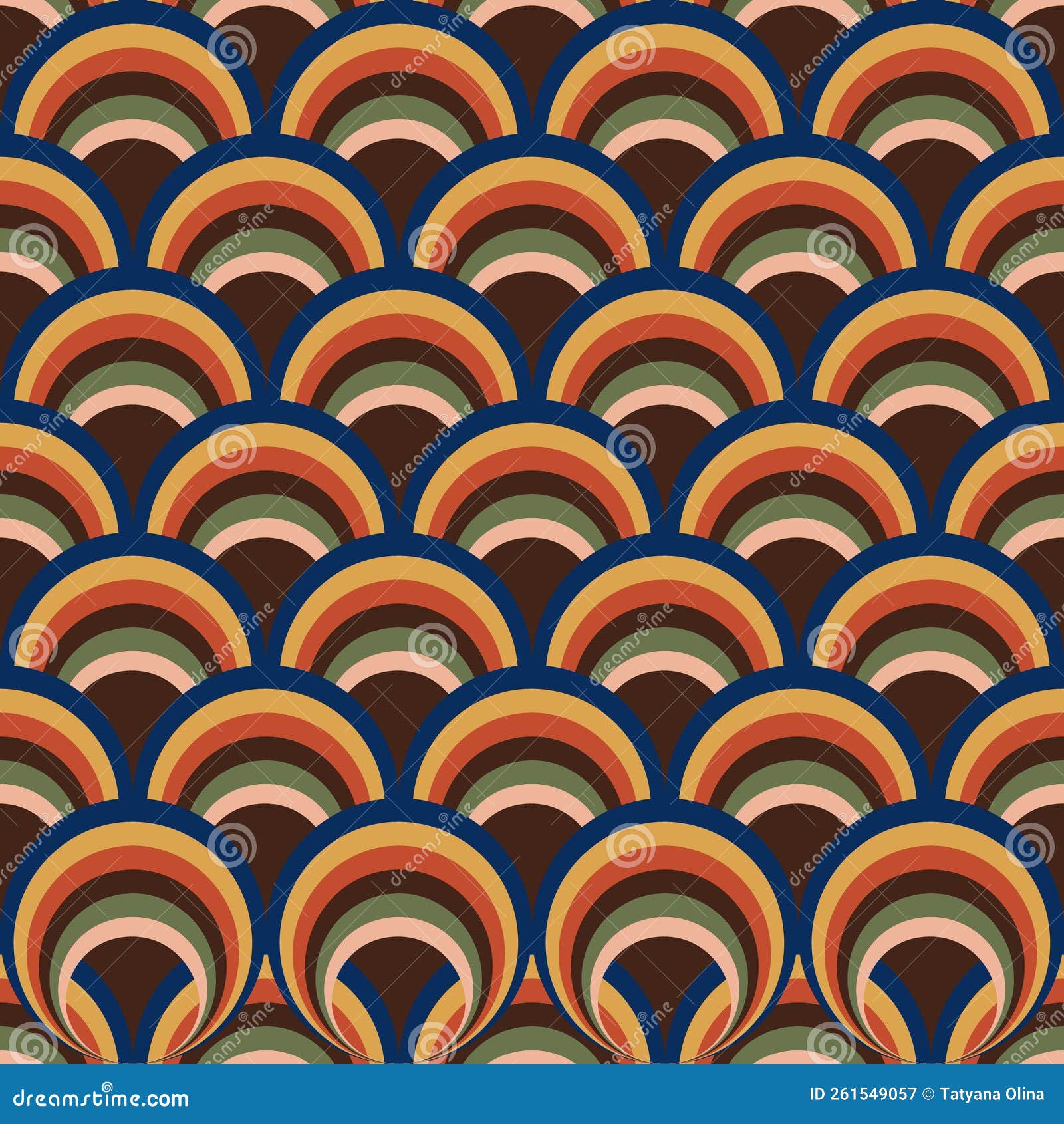 Retro 70s Seamless Pattern.Mid Century Pattern.Vector Illustration ...