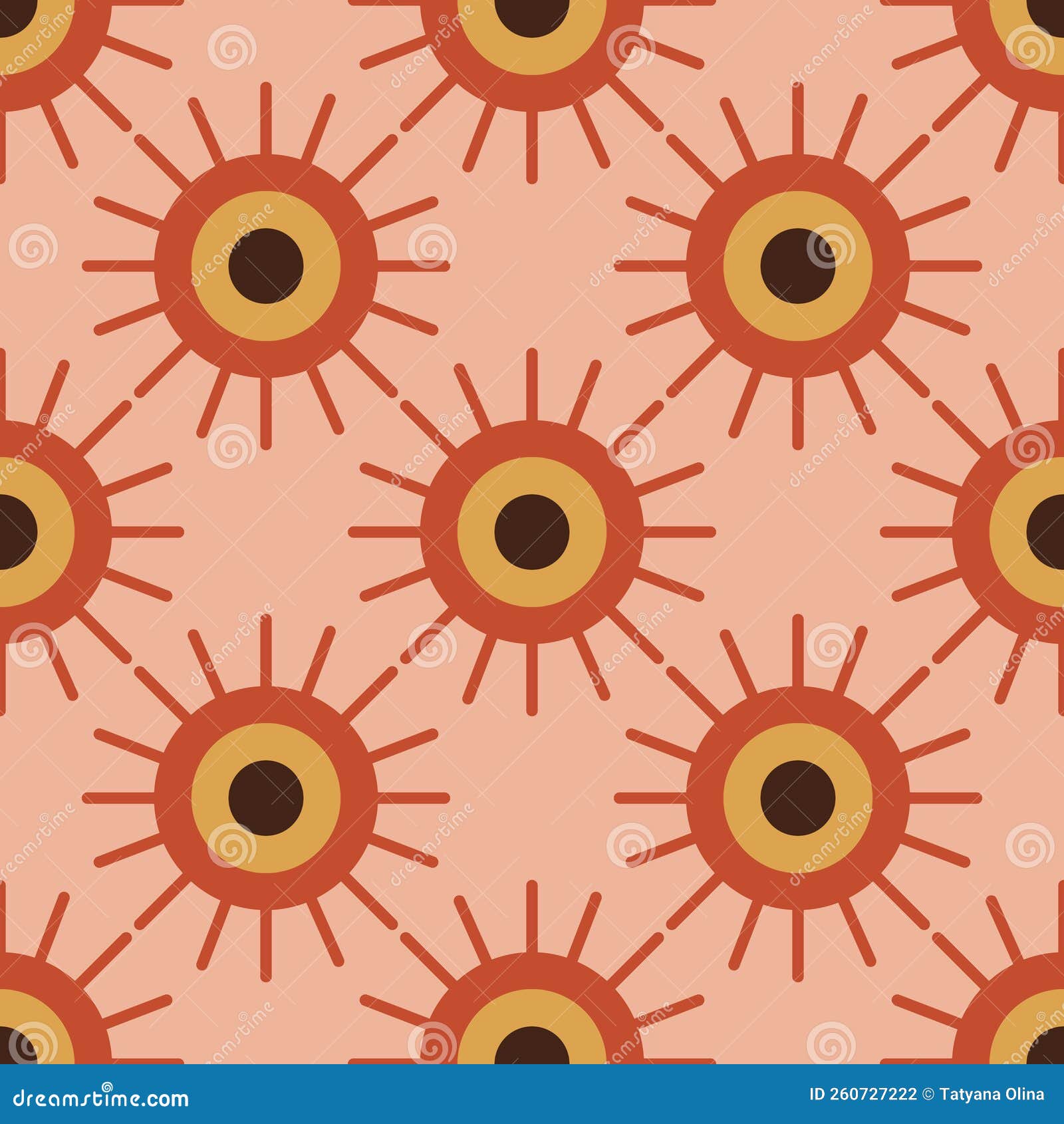 Retro 70s Seamless Pattern.Mid Century Pattern.Vector Illustration ...