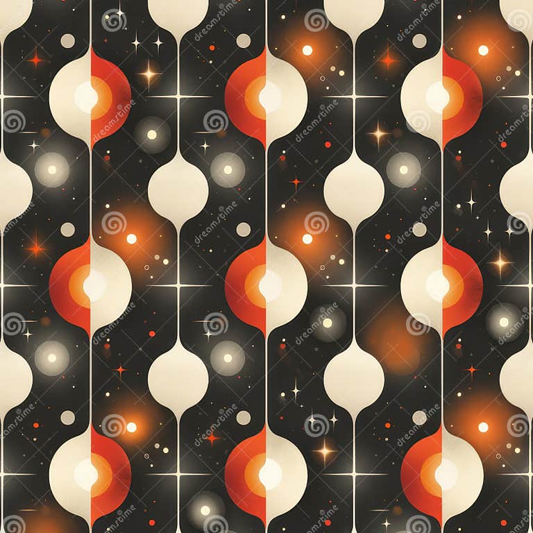 Retro S-Shaped Pattern with Stars and Planets Stock Illustration ...