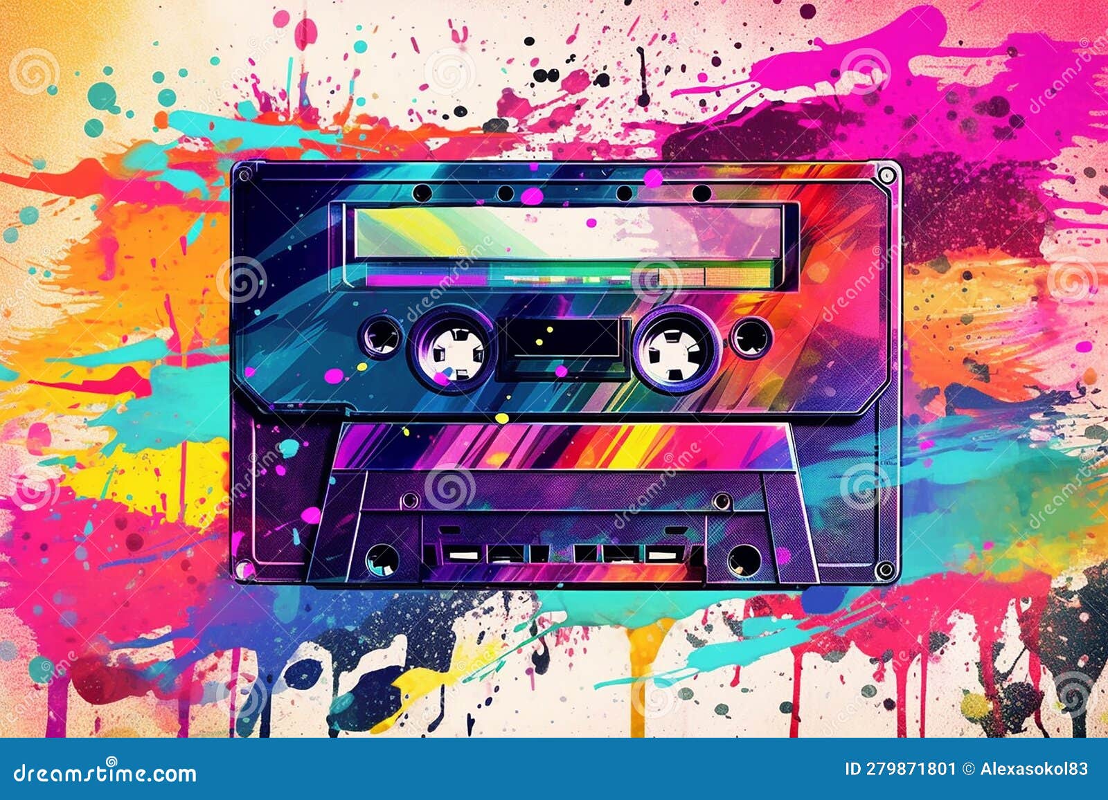 Retro 1980 S Splash Art Casette Tapes Stock Illustration - Illustration ...