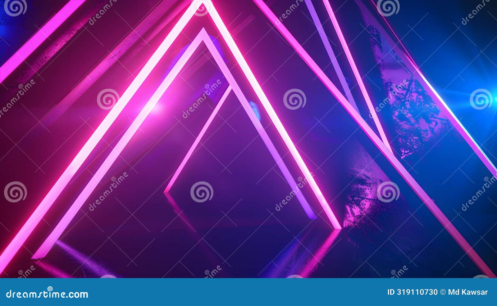 Retro 80s Style Abstract Neon Background with Glowing Triangles - AI ...