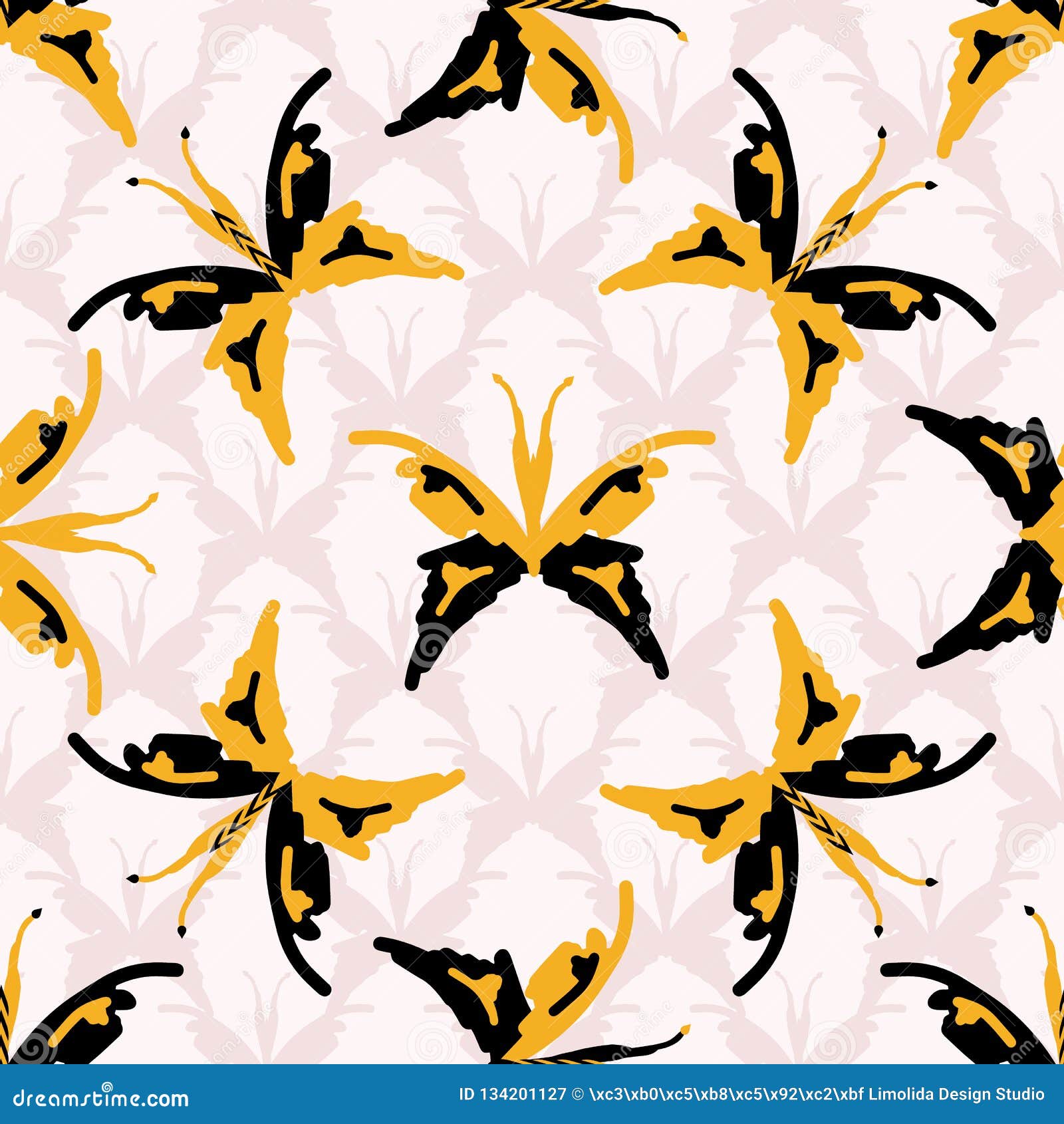 Retro 1960s Style Butterflies Seamless Vector Pattern Stock Vector Illustration Of Stylish
