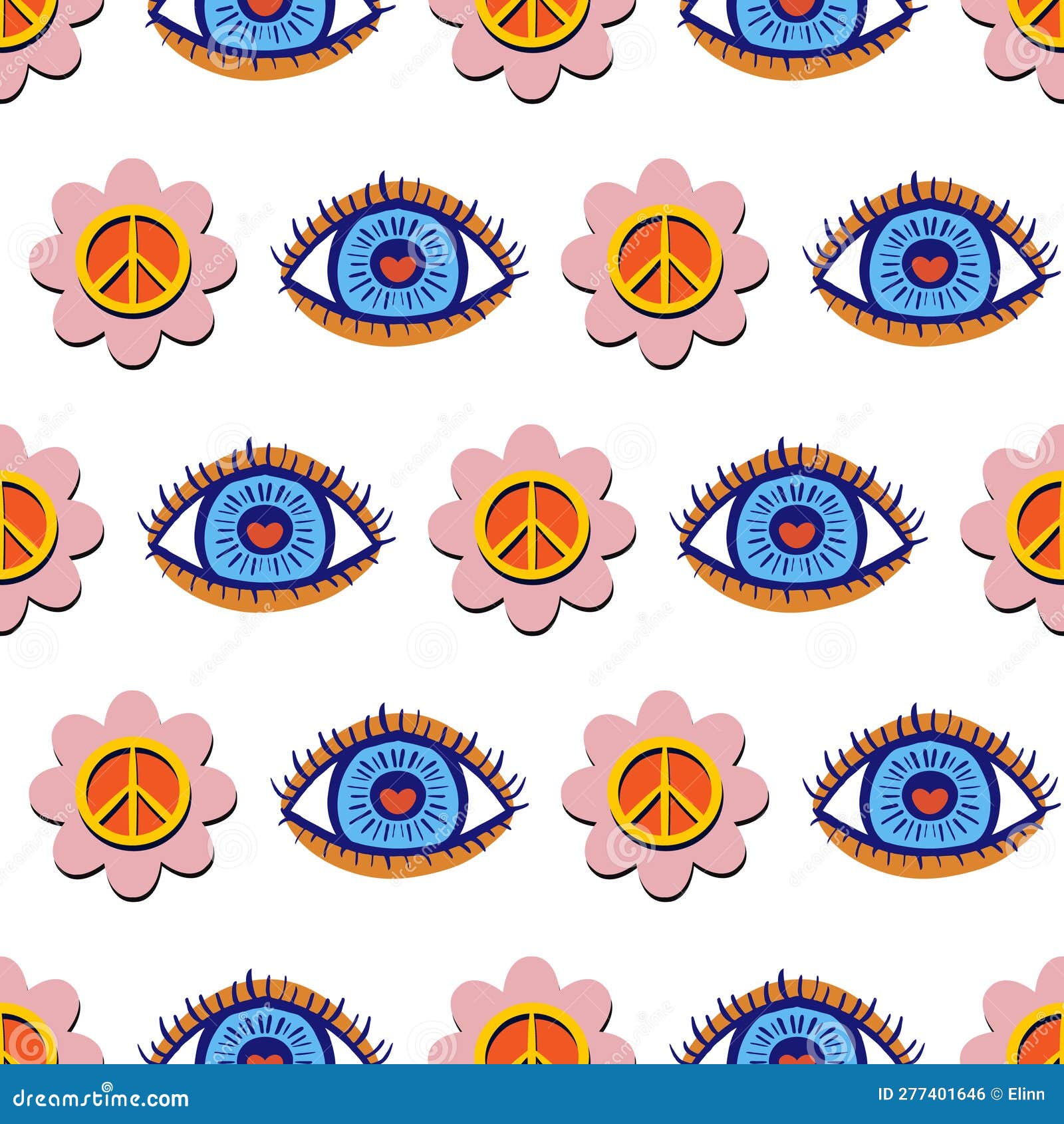 Retro 70s Symbols Vector Seamless Pattern Design Stock Vector ...