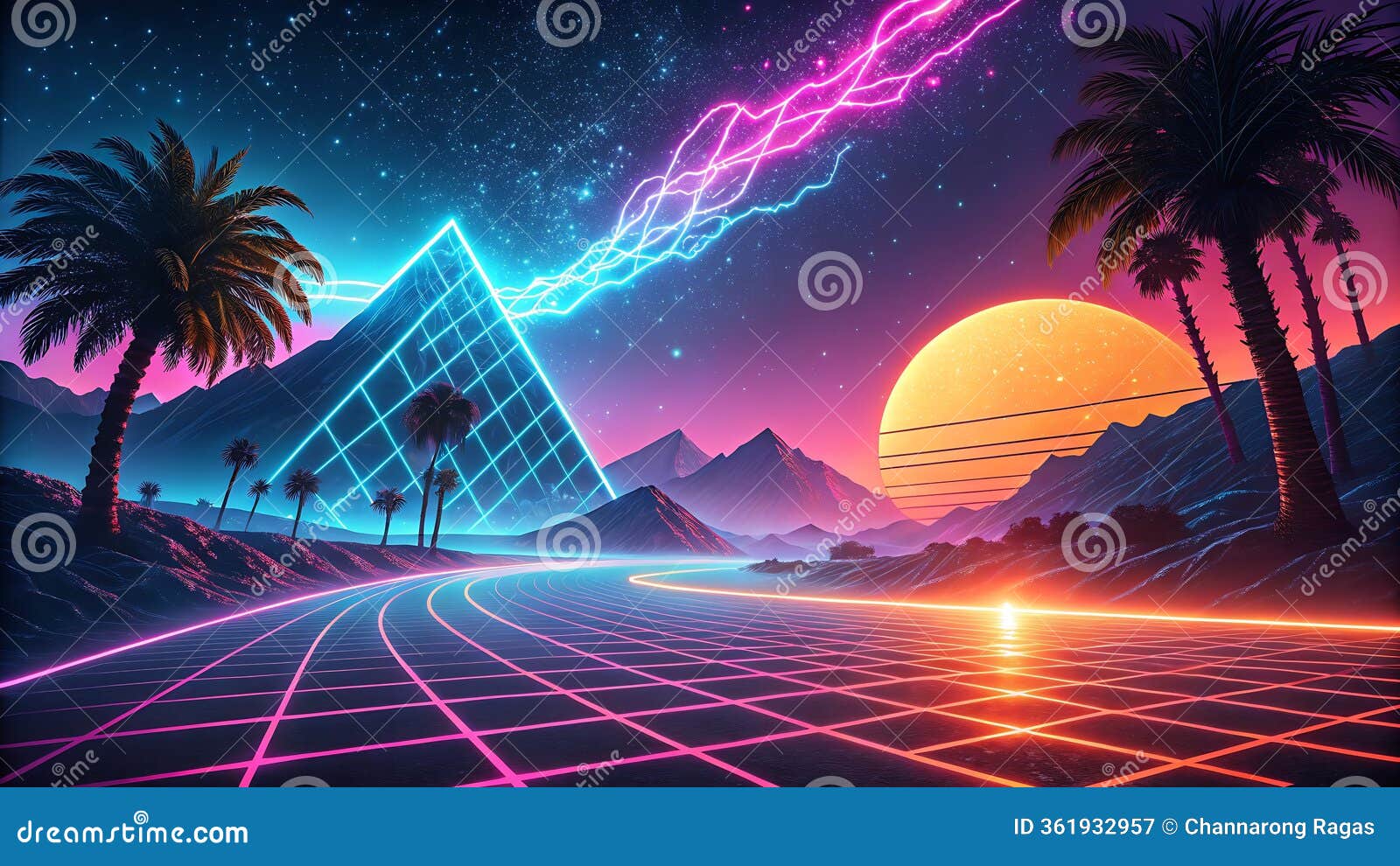 Electrifying Retro Neon Aesthetics: A Vivid Palette Of Pink And Blue ...
