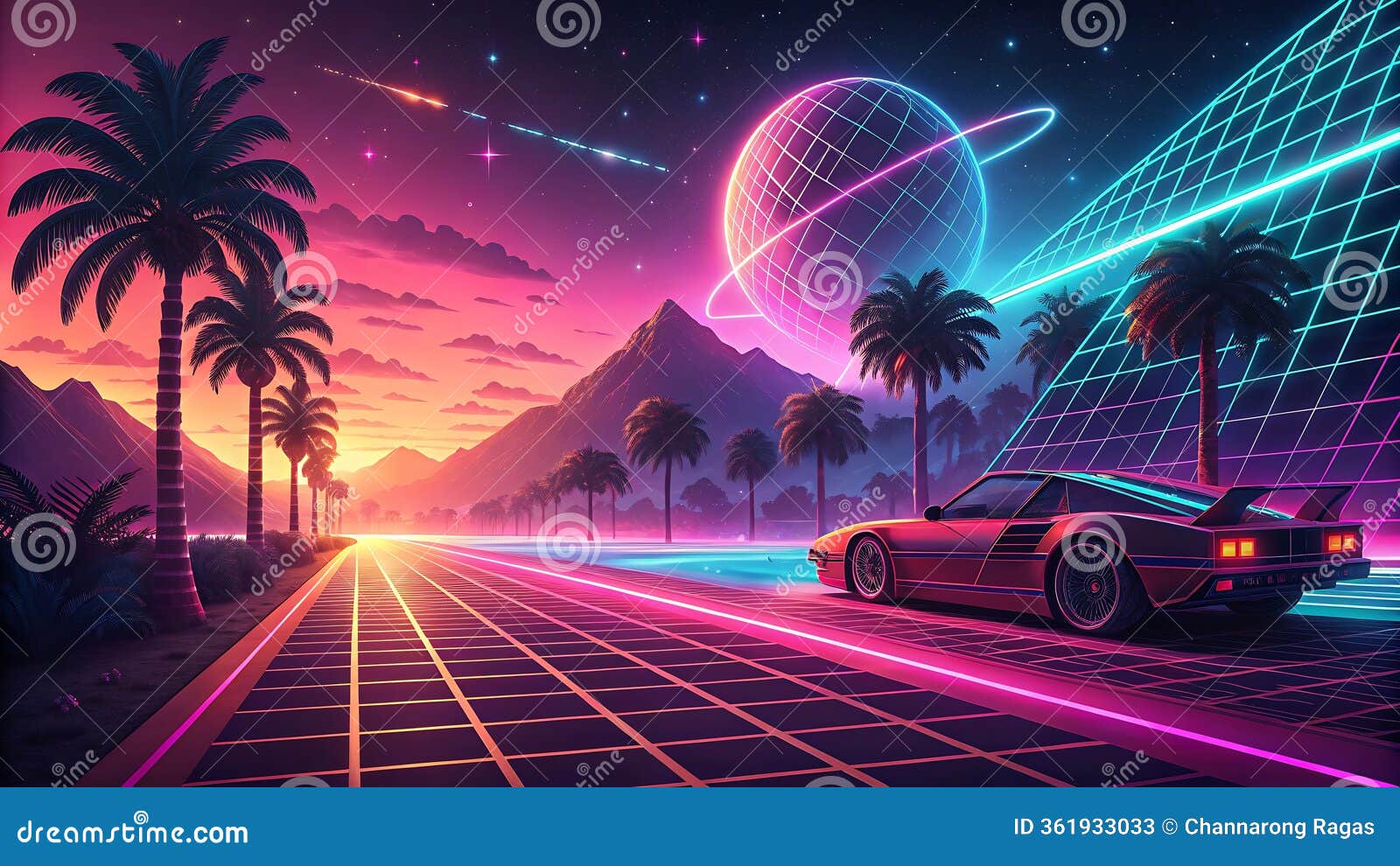 Electrifying Retro Neon Aesthetics: A Vivid Palette Of Pink And Blue ...