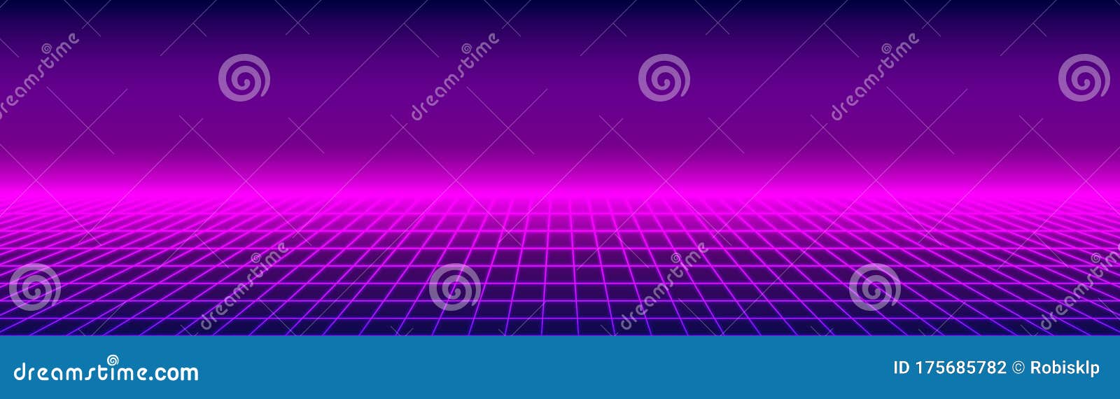 Synthwave Glowing Neon Lights Plane Stock Vector - Illustration of ...