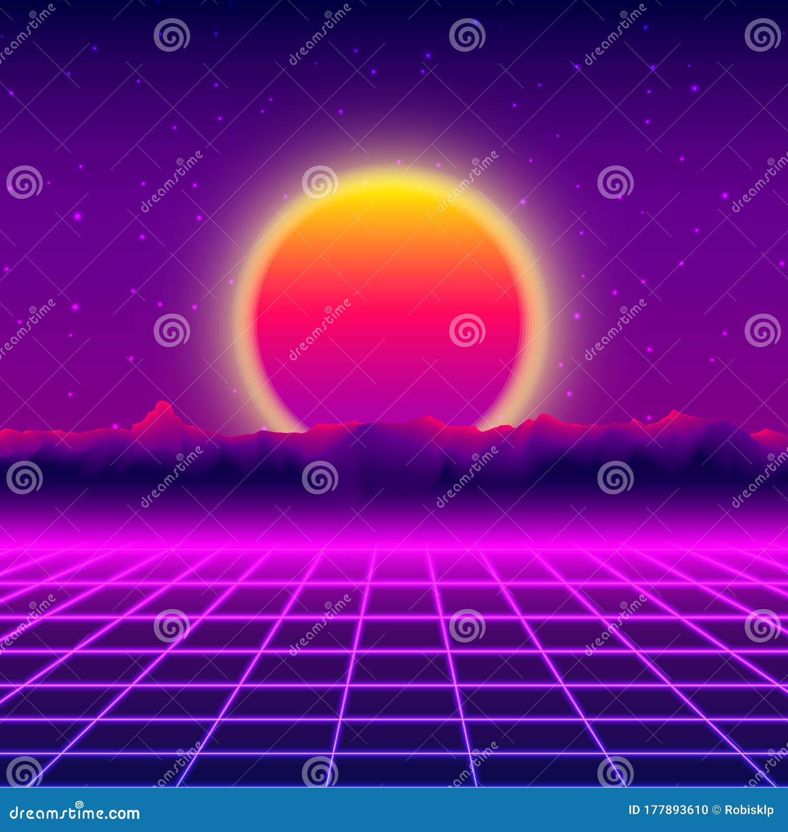 Retro 1980s Synthwave Glowing Neon Stock Vector - Illustration of ...