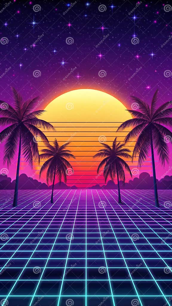 Retro 80s Synthwave a Throwback To the 1980s. Generative AI Stock ...