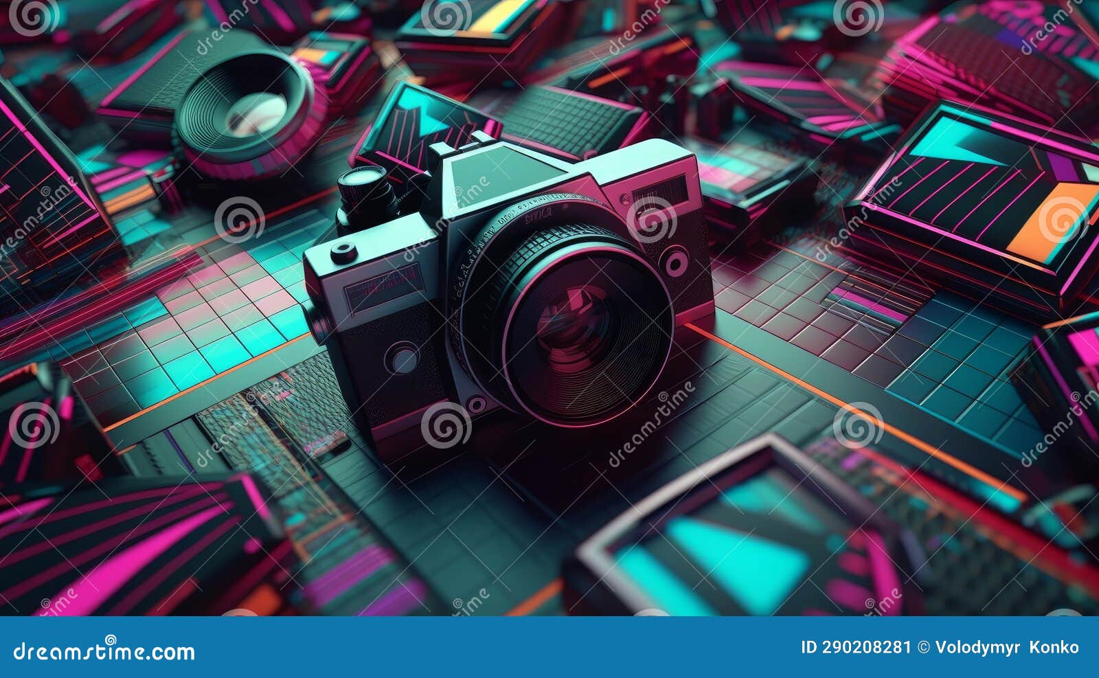 Retro 1980s or 90s Trendy Background Pattern. Generative Ai Stock Image ...