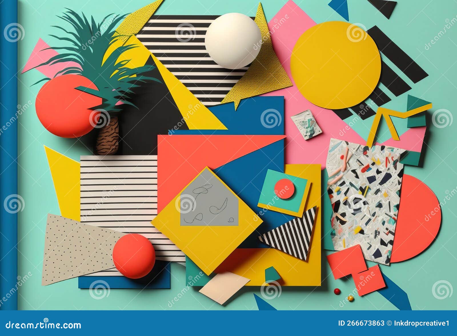 Retro 1980s or 90s Trendy Paper Collage Background Pattern. Generative ...