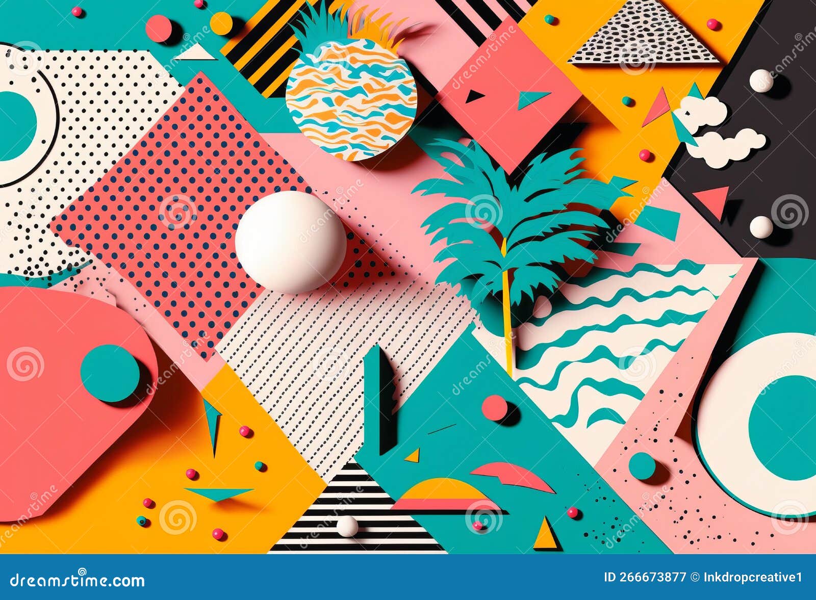 Retro 1980s or 90s Trendy Paper Collage Background Pattern. Generative ...