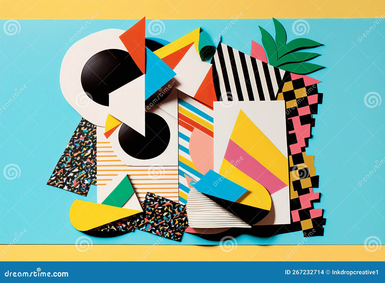 Retro 1980s or 90s Trendy Paper Collage Background Pattern. Generative ...