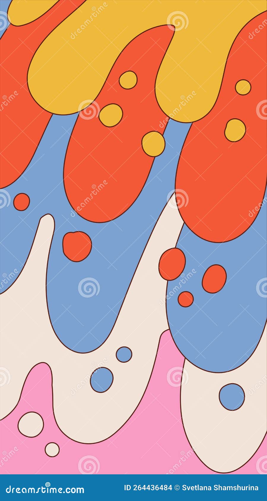 Retro 60s Wave with Drops Background for Phoe Screen. Abstract 60s ...