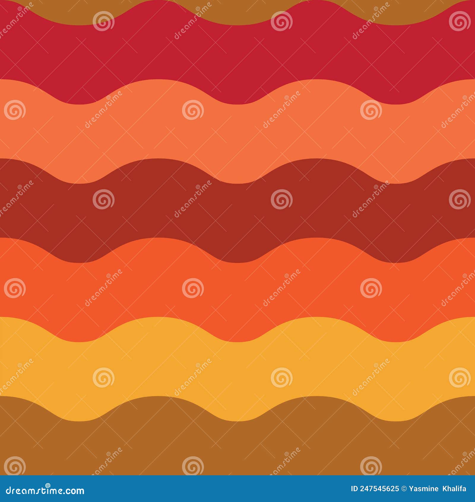 Abstract Retro 70 Groovy Waves Seamless Pattern in Yellow, Orange ...