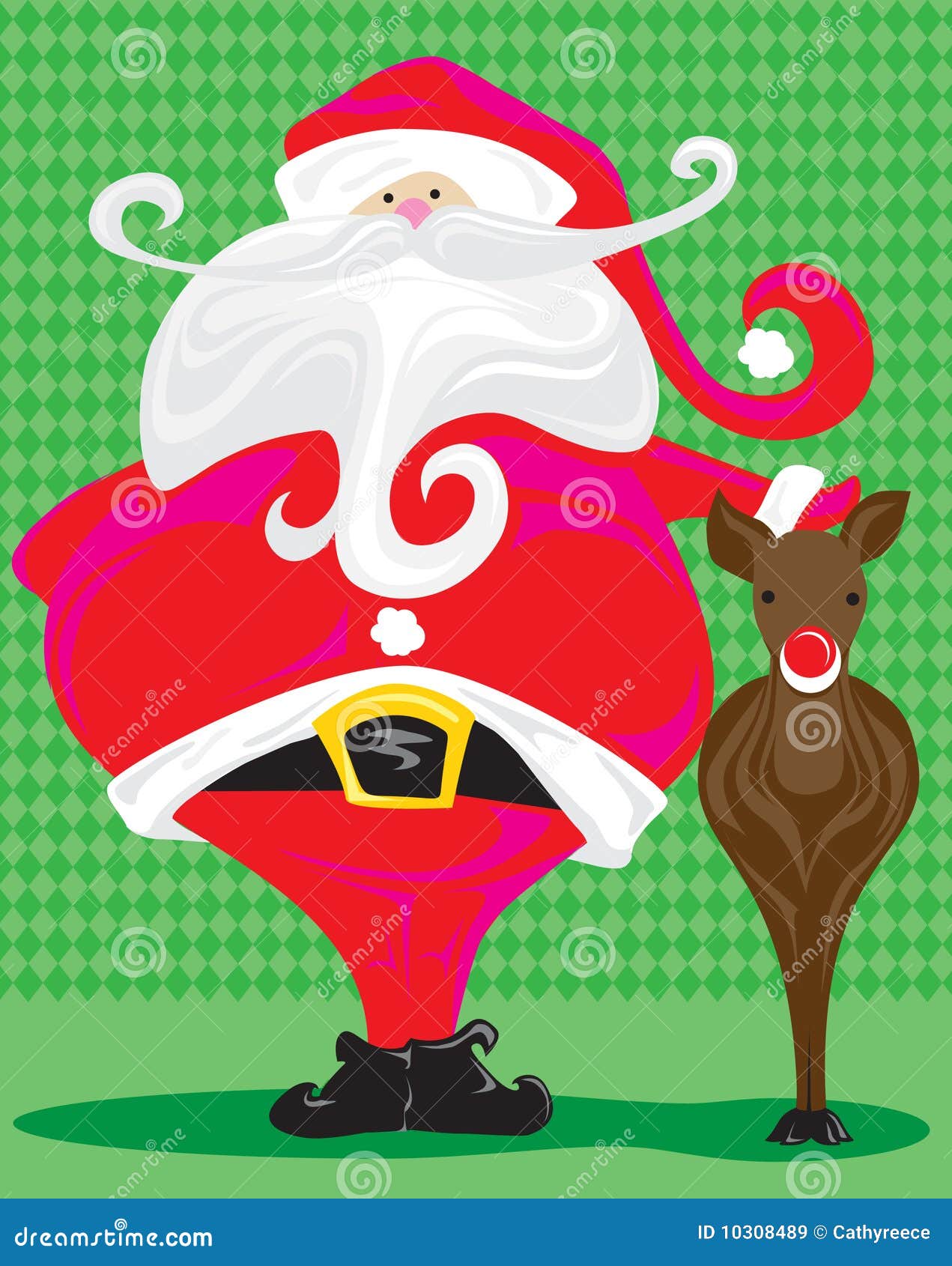 Retro Santa and Rudolph stock vector. Illustration of rudolph - 10308489