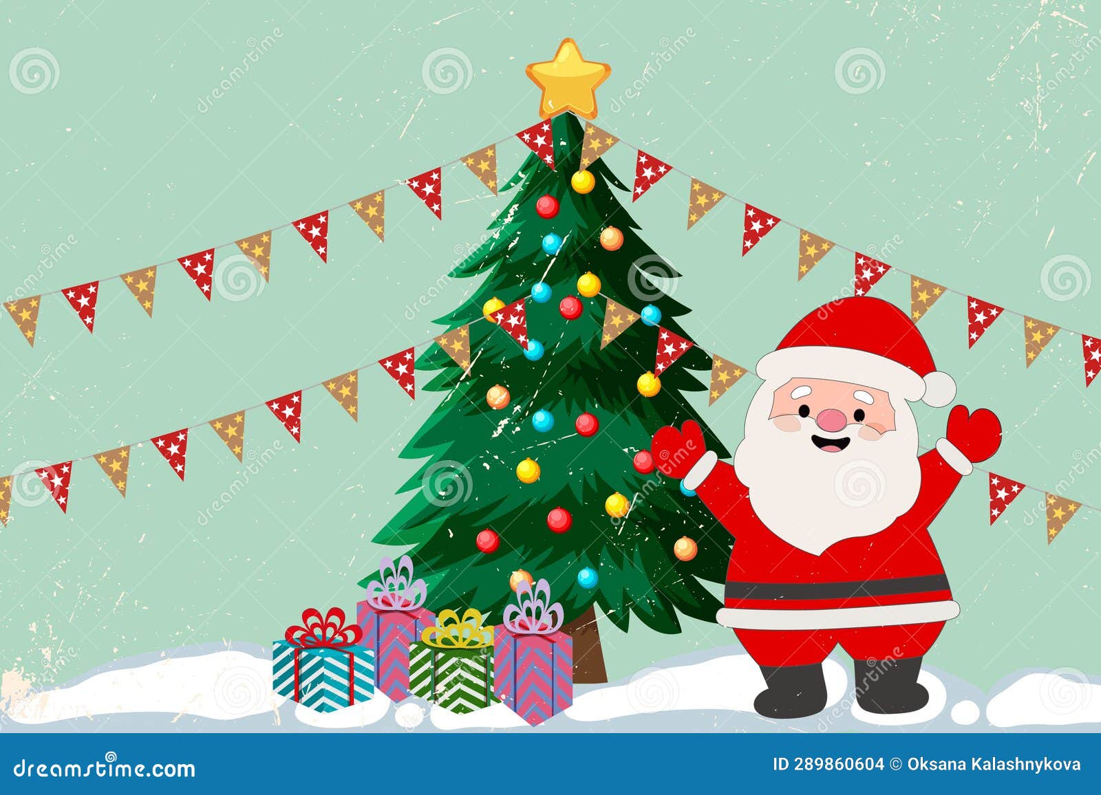 Retro Card with Santa in a Trendy Groovy Style. Vibes 70s. for ...