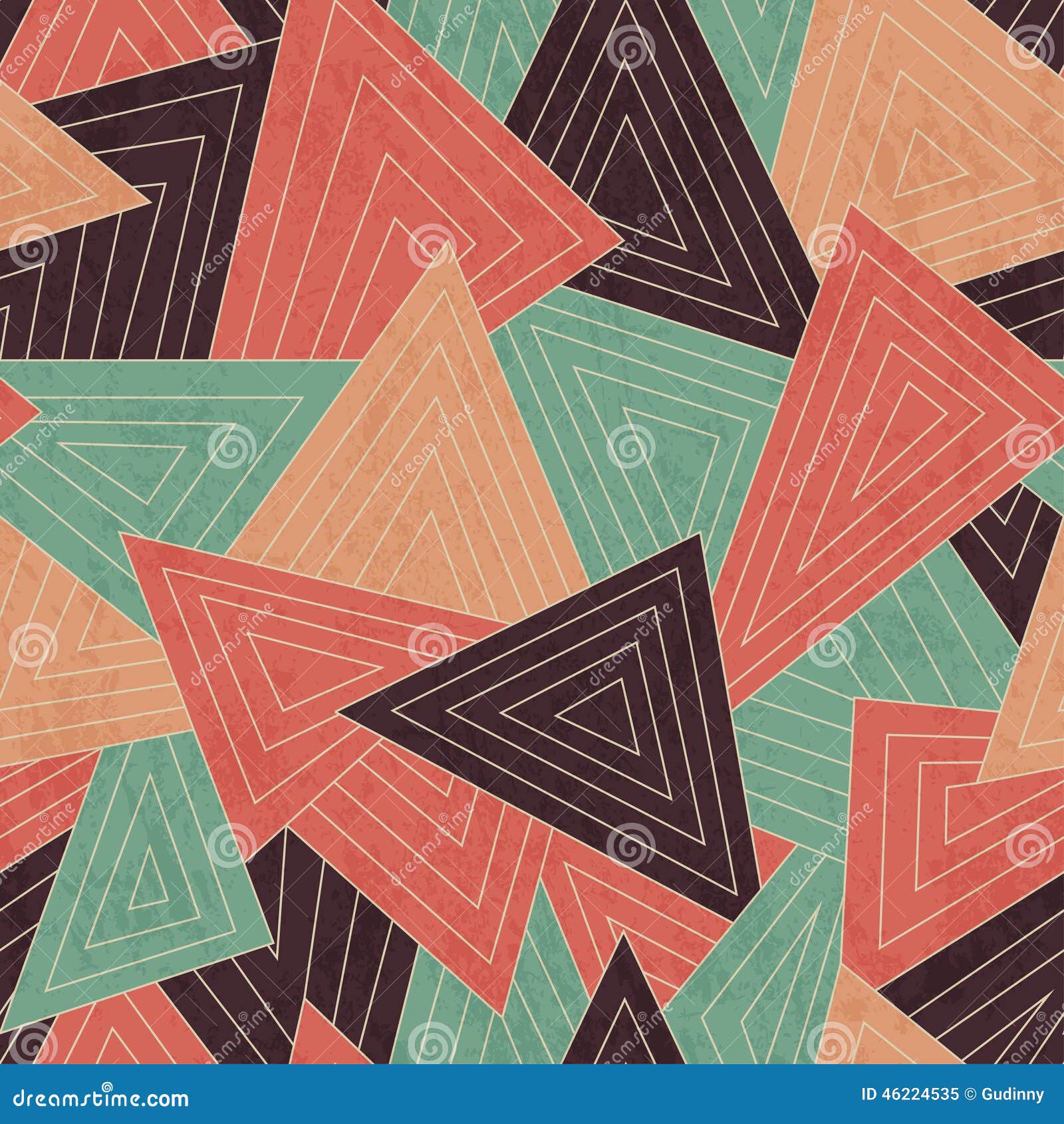 Retro Scattered Triangle Seamless Pattern with Grunge Effect Stock ...
