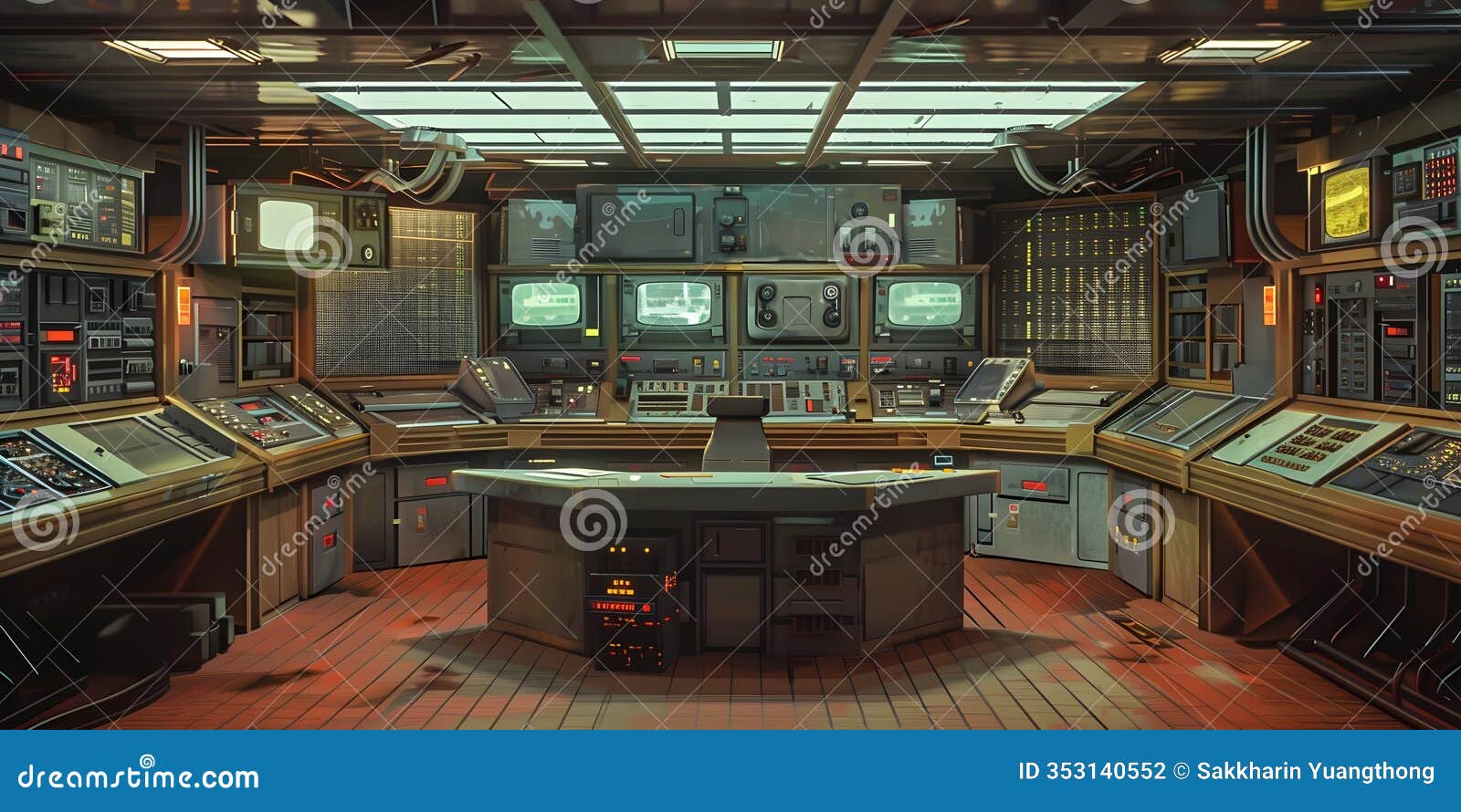 Retro Sci-Fi Interior of a Server Room Stock Illustration ...