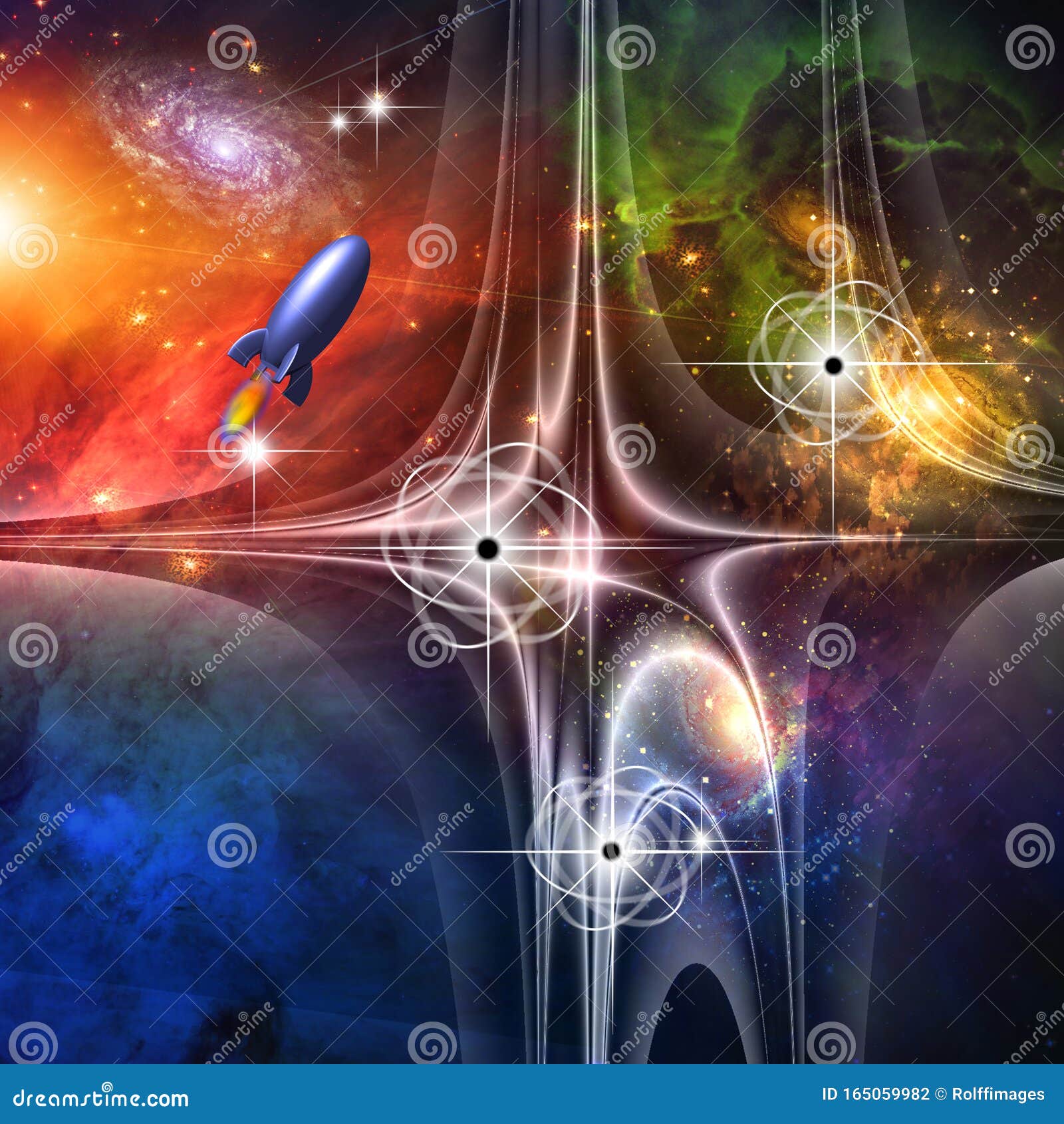Retro Science Illustration Of The Solar Eclipse With Starry Night ...