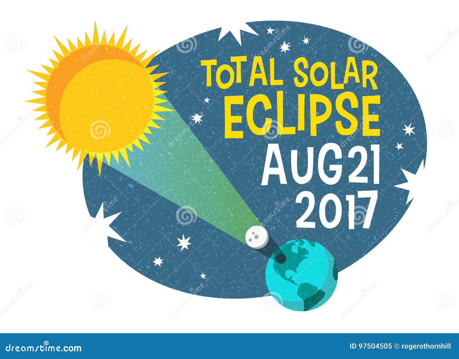 Retro Science Illustration Of The Solar Eclipse With Starry Night ...