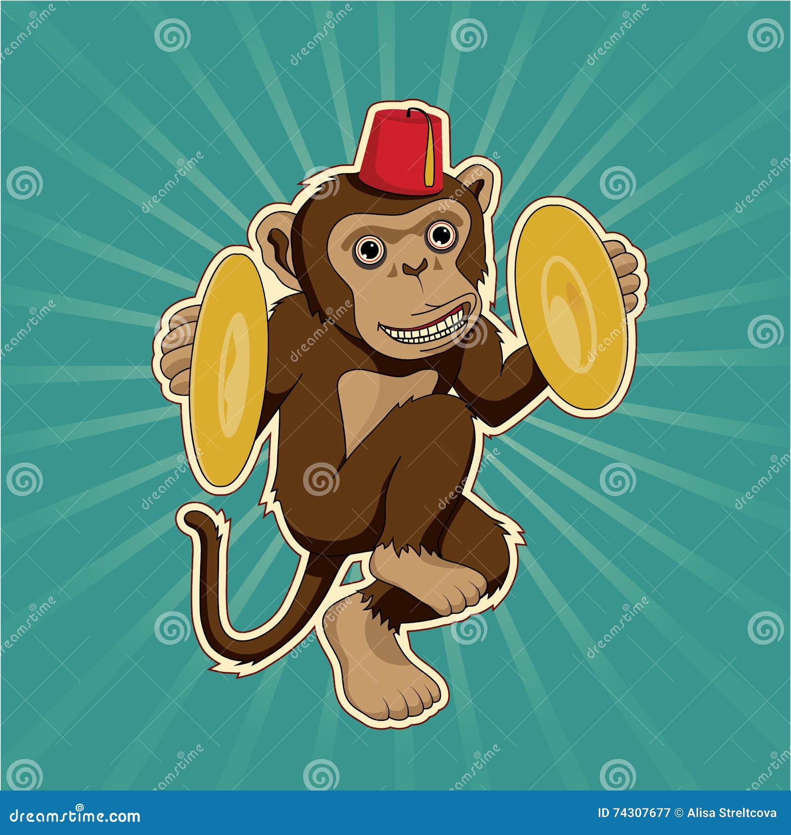 Scimmia Con Disegno Di Piatti