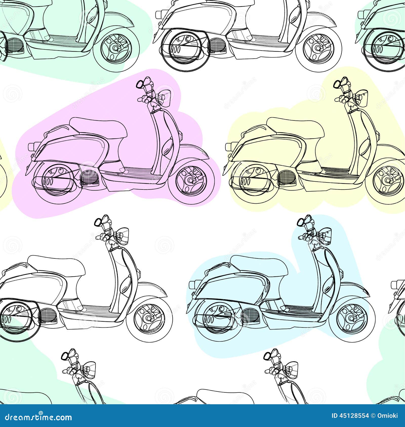 Retro Scooter Vector Seamless Pattern Stock Vector - Illustration of ...