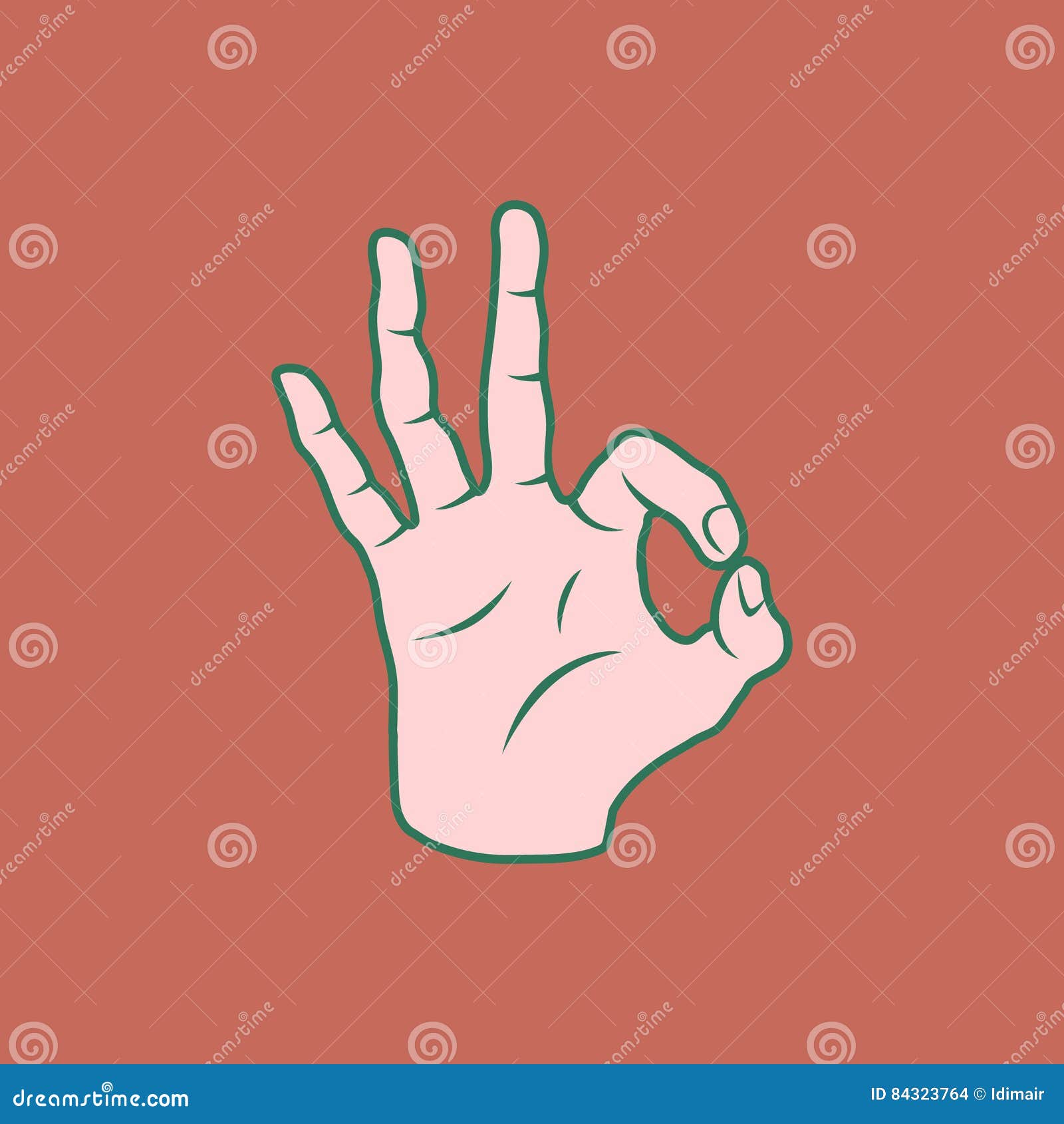 Retro Screen Print Hand Giving the OK Sign Vector Stock Vector ...