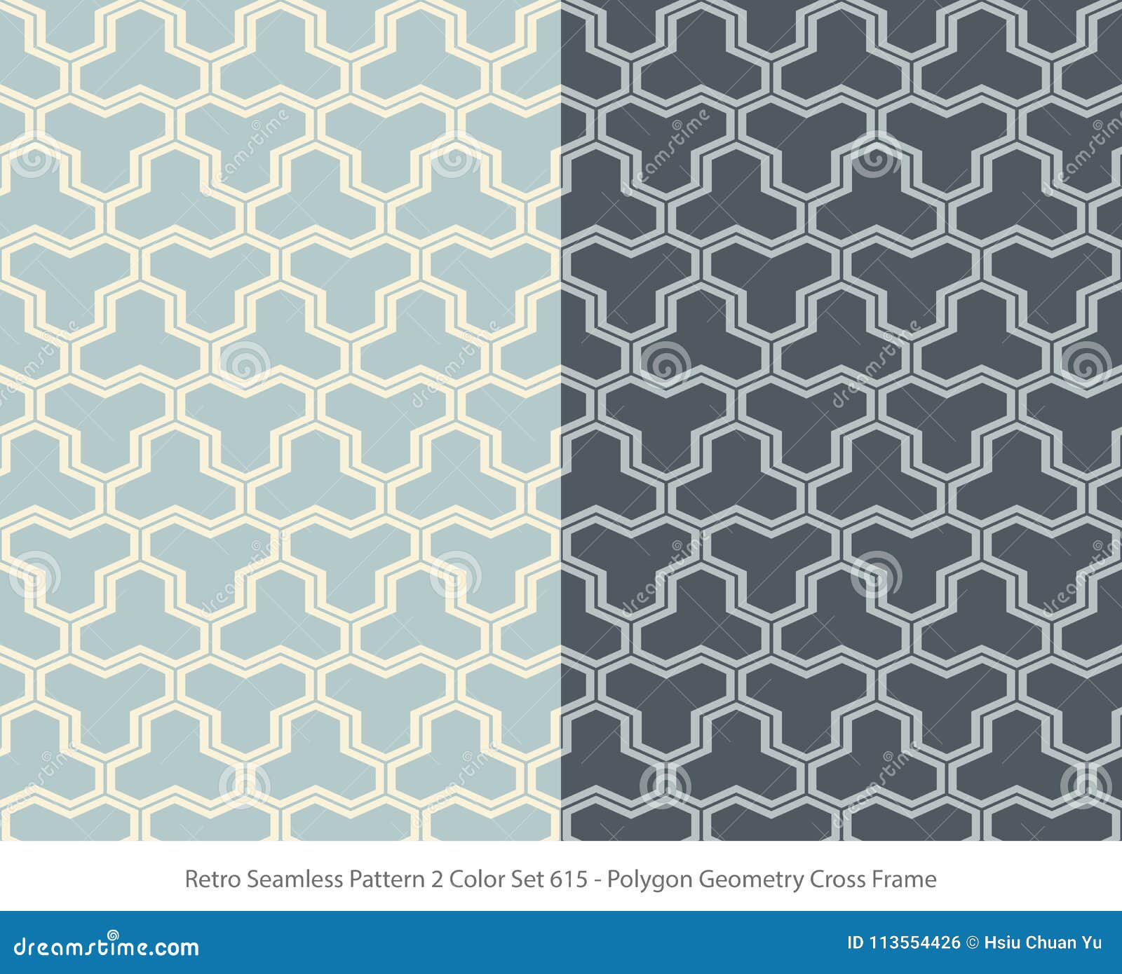 Retro Seamless Background 2 Color Set Polygon Geometry Cross Frame ...