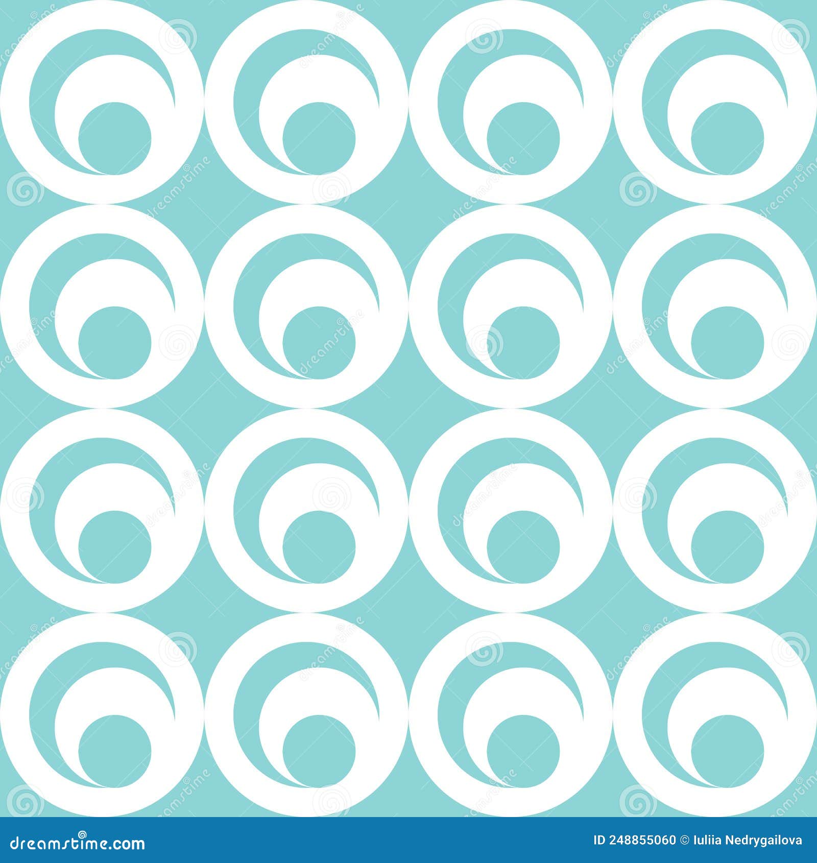 Retro Seamless Circle Tile Pattern, Blue and White Colors, Sea Summer ...