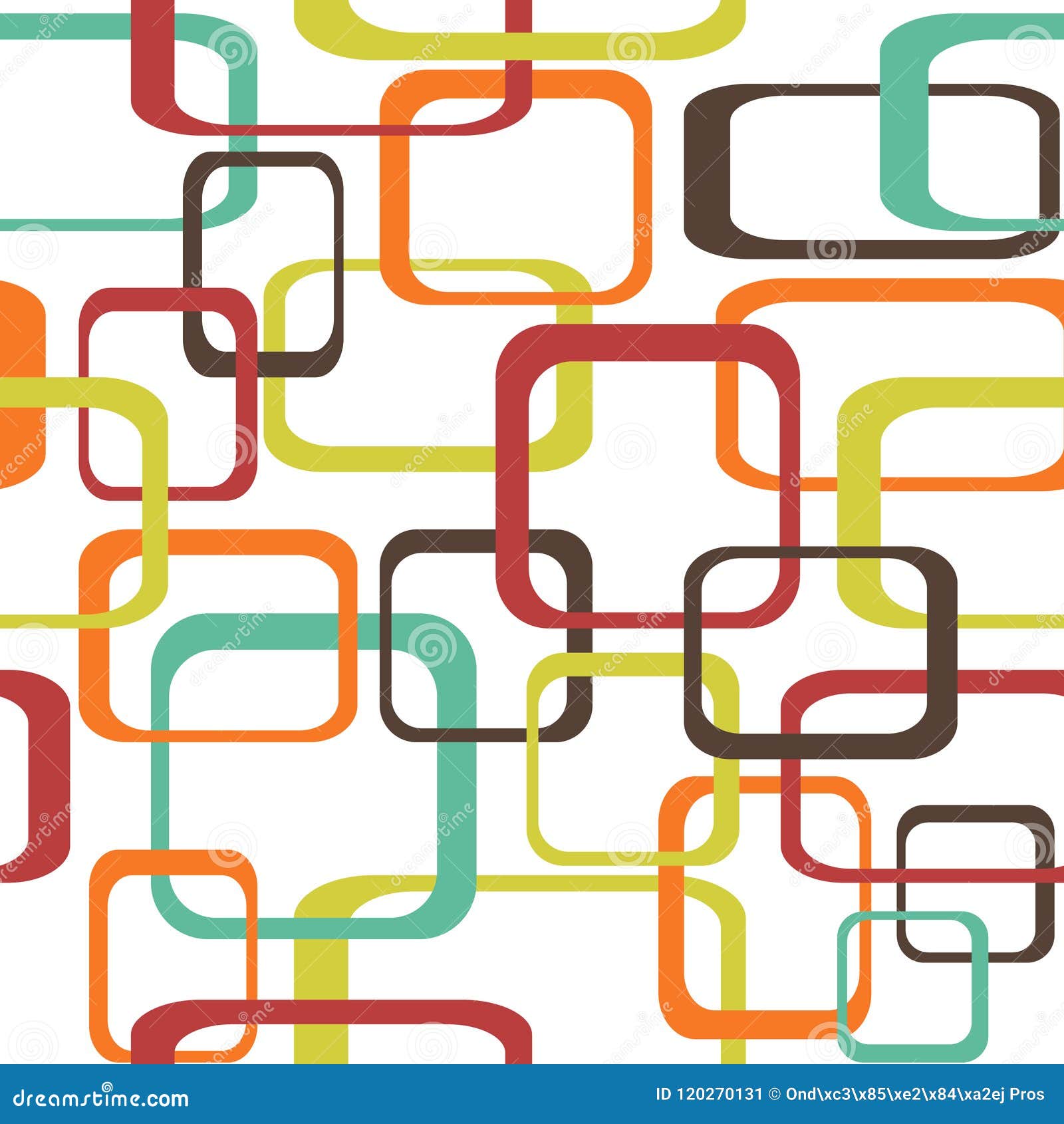 Retro Seamless Color Vector Pattern Background with Squares - Rounded ...