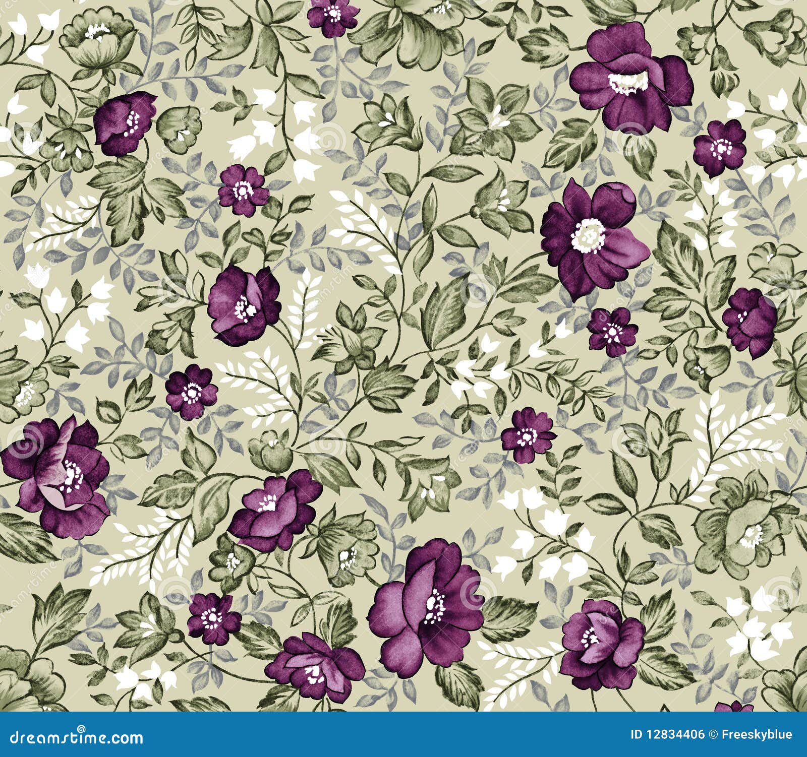 Retro Seamless Damask Flower Pattern Stock Illustration - Illustration ...
