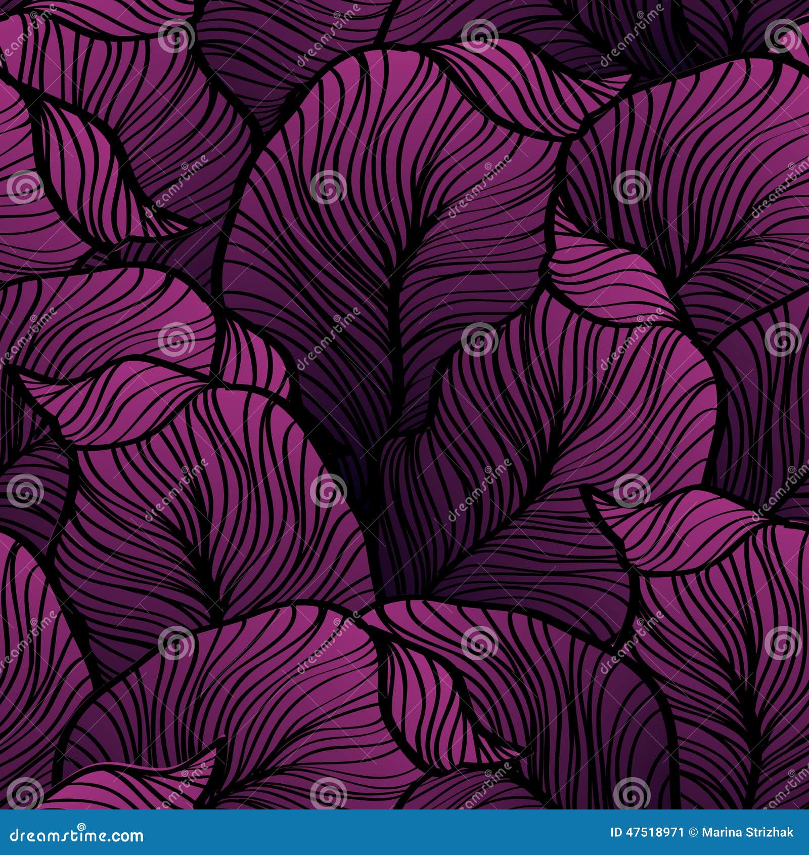 Retro Seamless Pattern With Abstract Doodle Leaves Stock Vector