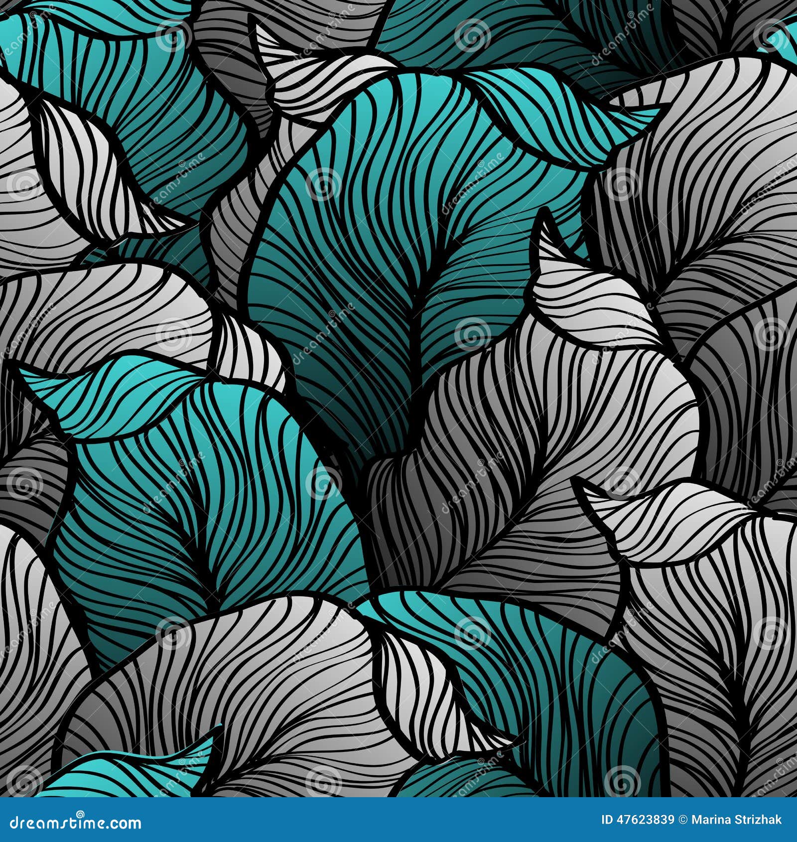 Retro Seamless Pattern With Abstract Doodle Leaves Stock Vector