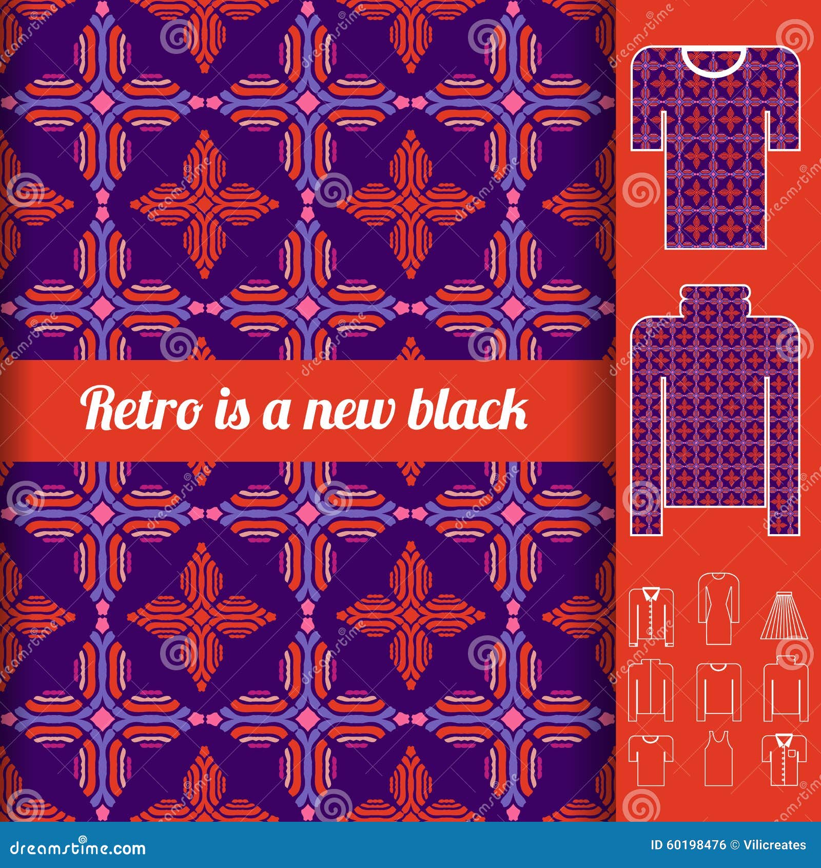 Retro Seamless Pattern with Examples of Usage. Stock Vector ...