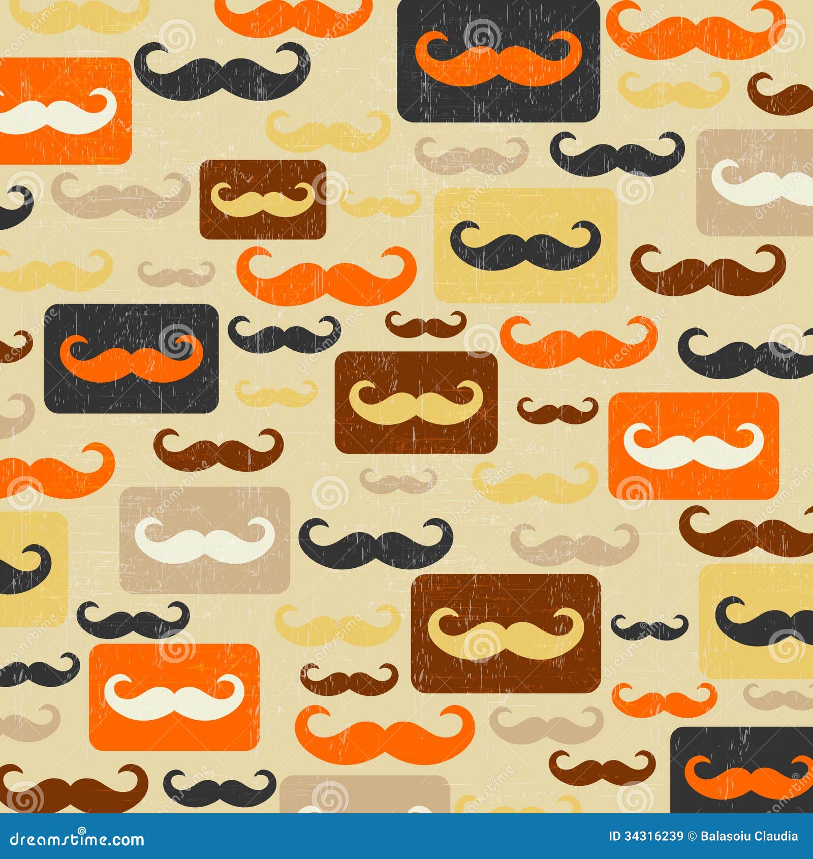 Retro Seamless Pattern with Mustache Stock Illustration - Illustration ...