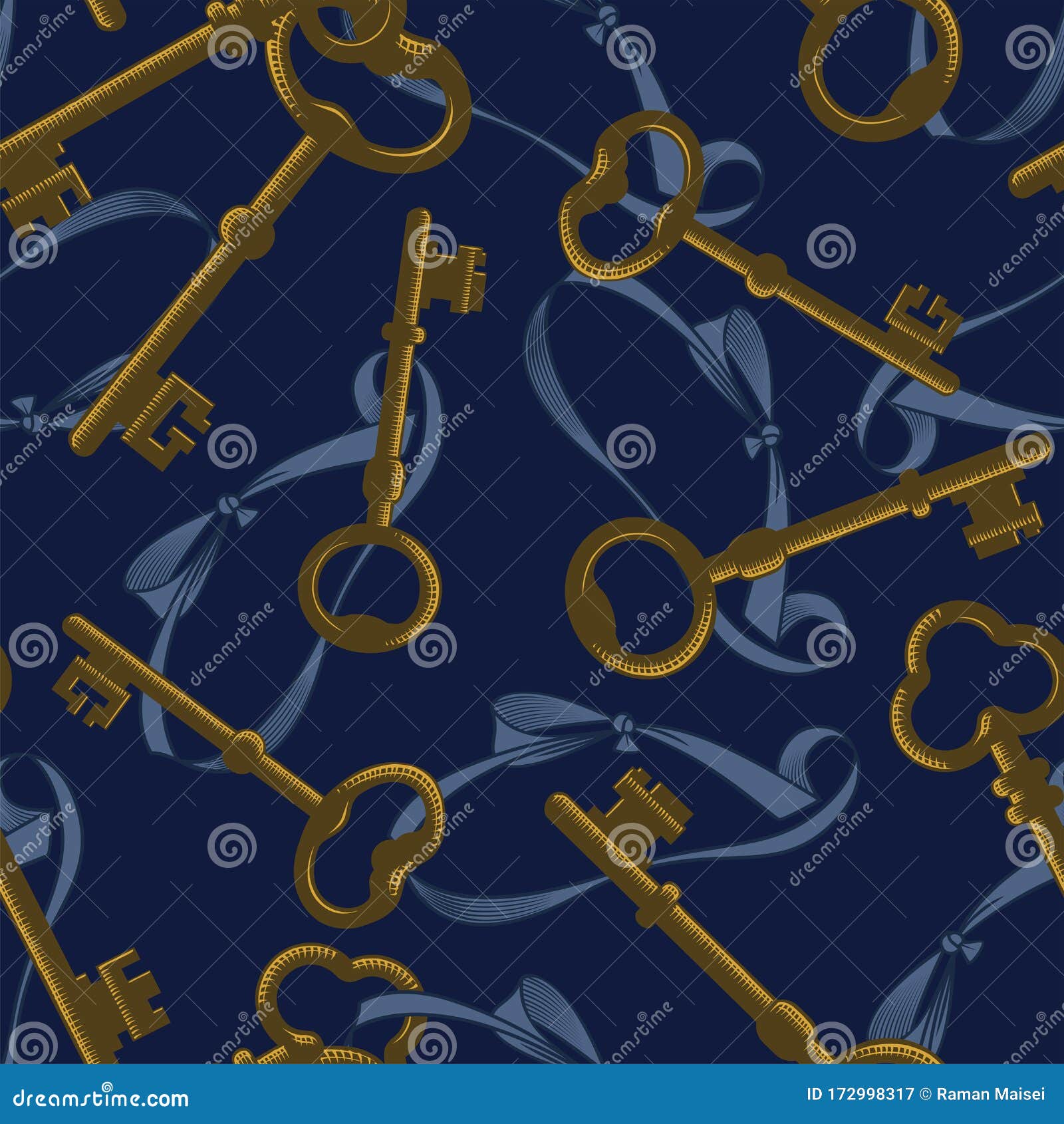 Retro Seamless Pattern of Old Key Stock Vector - Illustration of ...