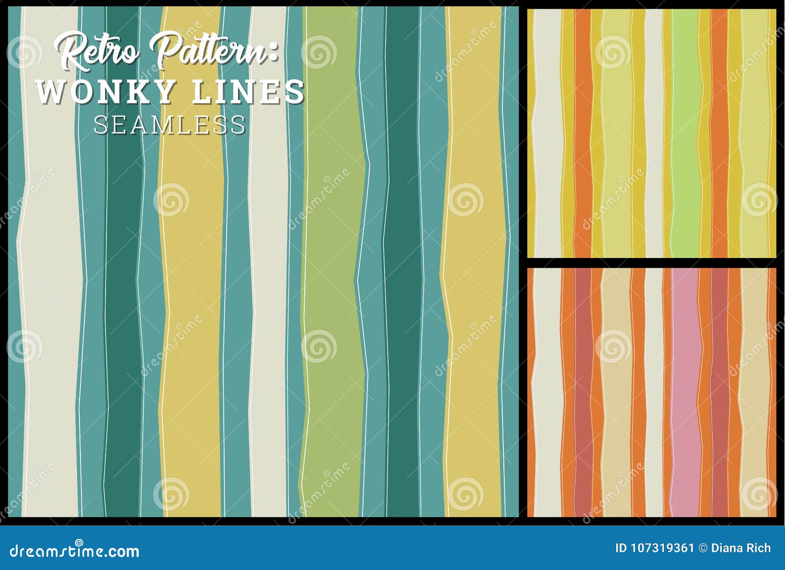 Retro Seamless Stripe Pattern 3 Color Optionss Stock Vector ...