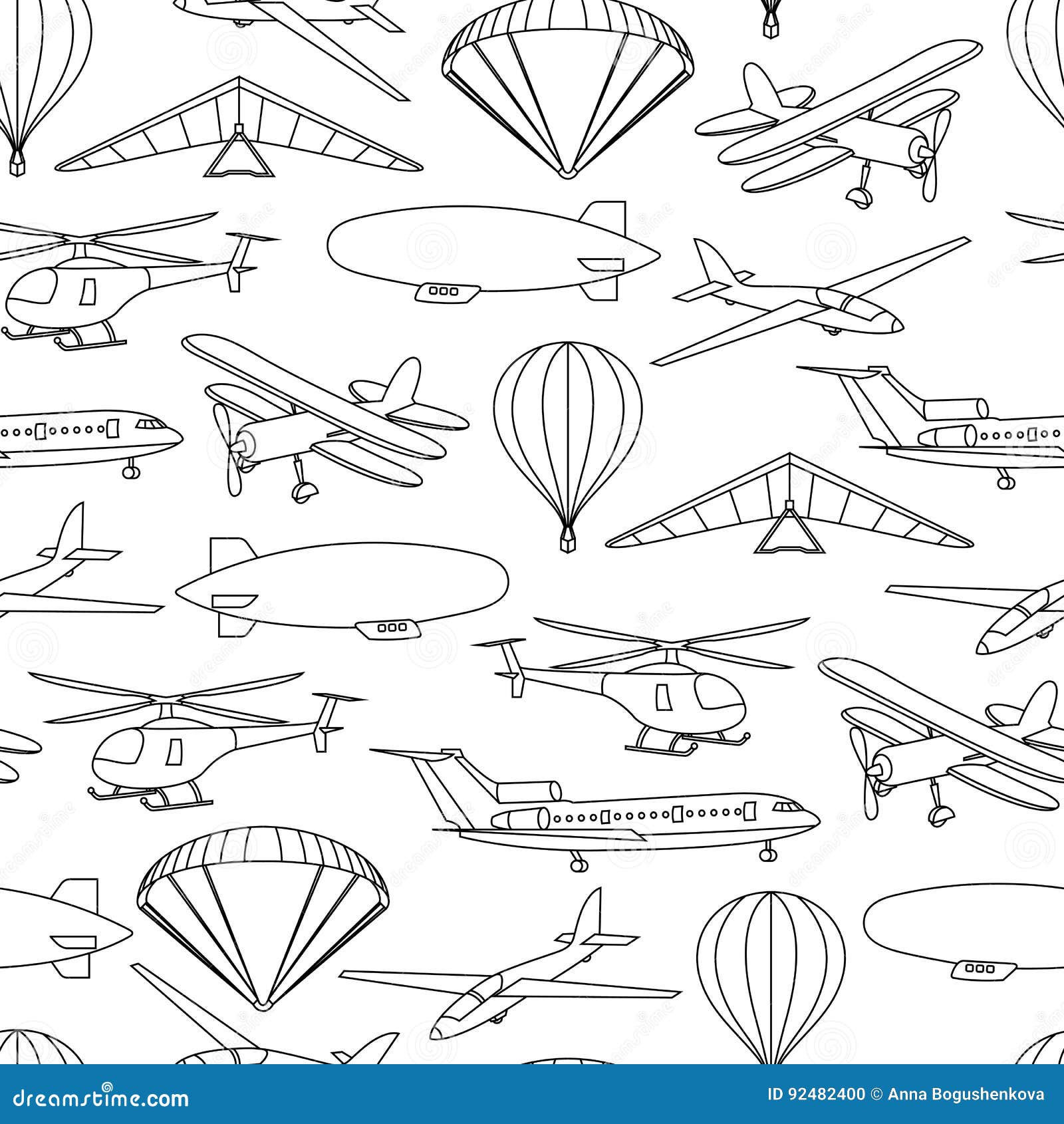 Retro Seamless Travel Pattern of Balloons and Aircraft Stock Vector ...