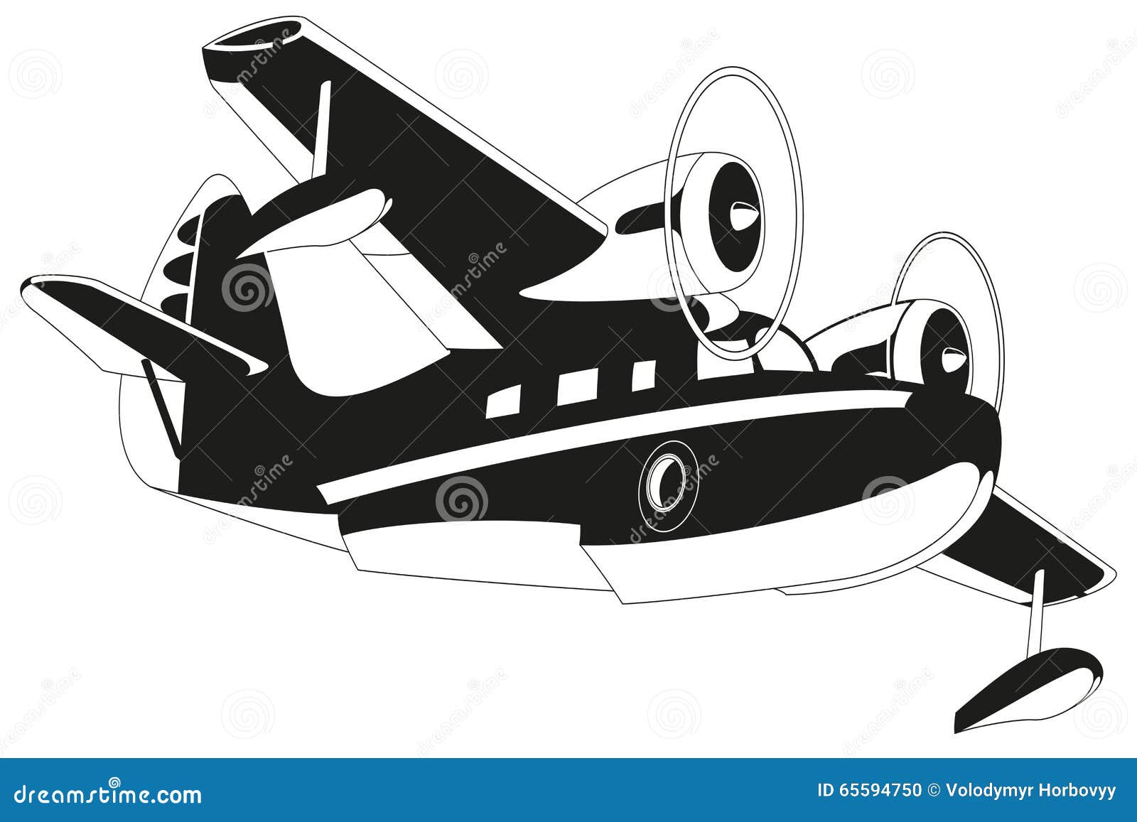 Retro Seaplane Illustration Stock Vector - Illustration of cartoon ...